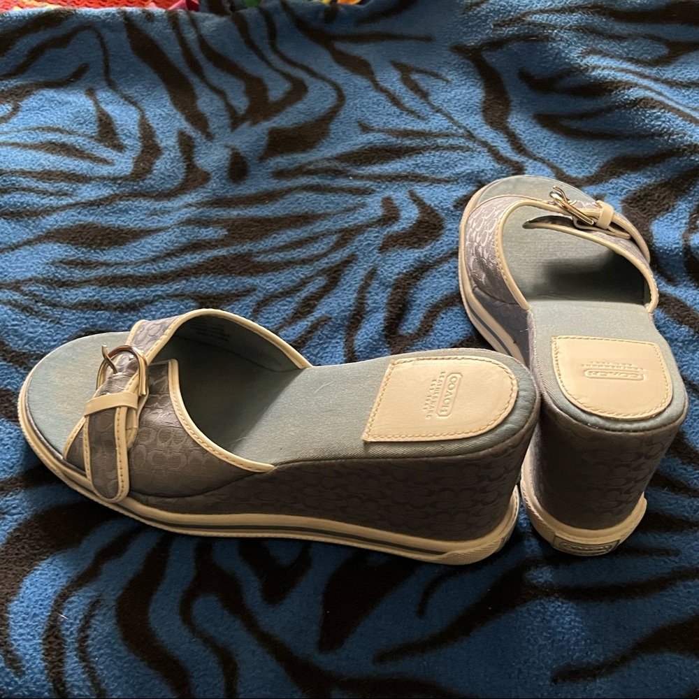 Coach Adele Signature Blue/White Wedges Size 11b - Gem